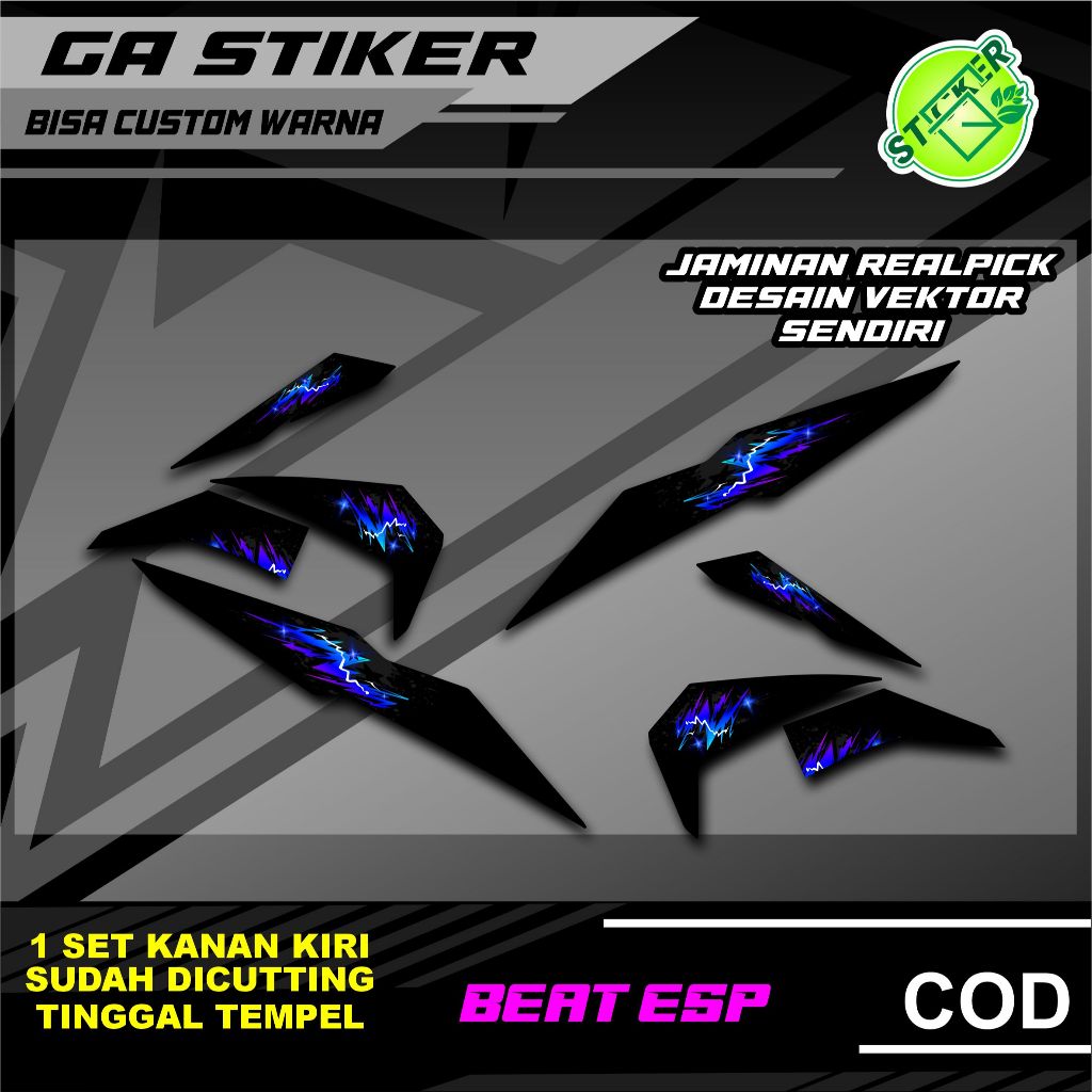 Jual STRIPPING SIMPEL HONDA BEAT ESP BEAT STREET ELEKTRIK 2 PETIR BIRU ...