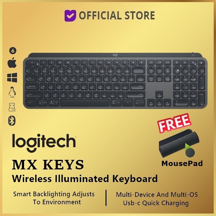 Jual Logitech MX Keys Wireless Illuminated Keyboard Bluetooth Multi Device | Shopee Indonesia