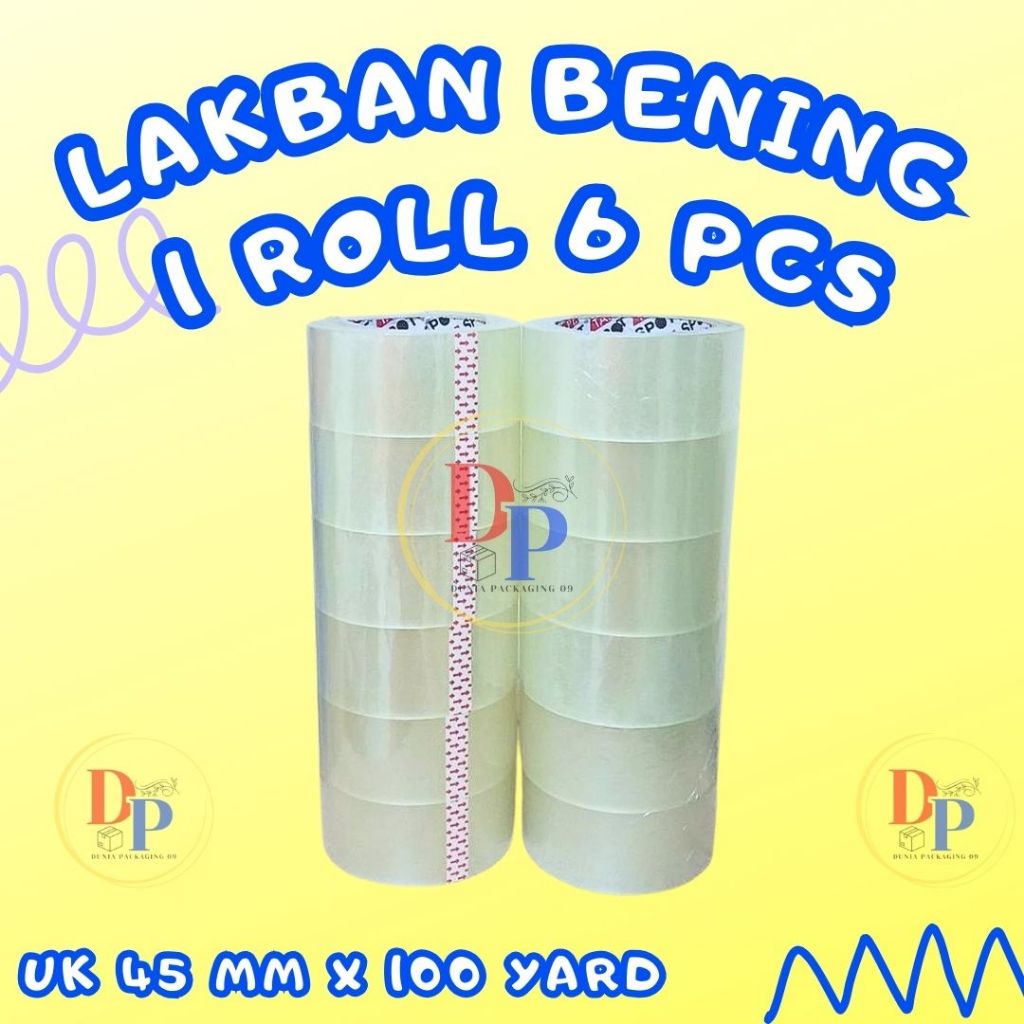 Jual Lakban OPP Tape Isolasi 45mm x 100yard - Paket 6 Pcs Warrna Bening ...