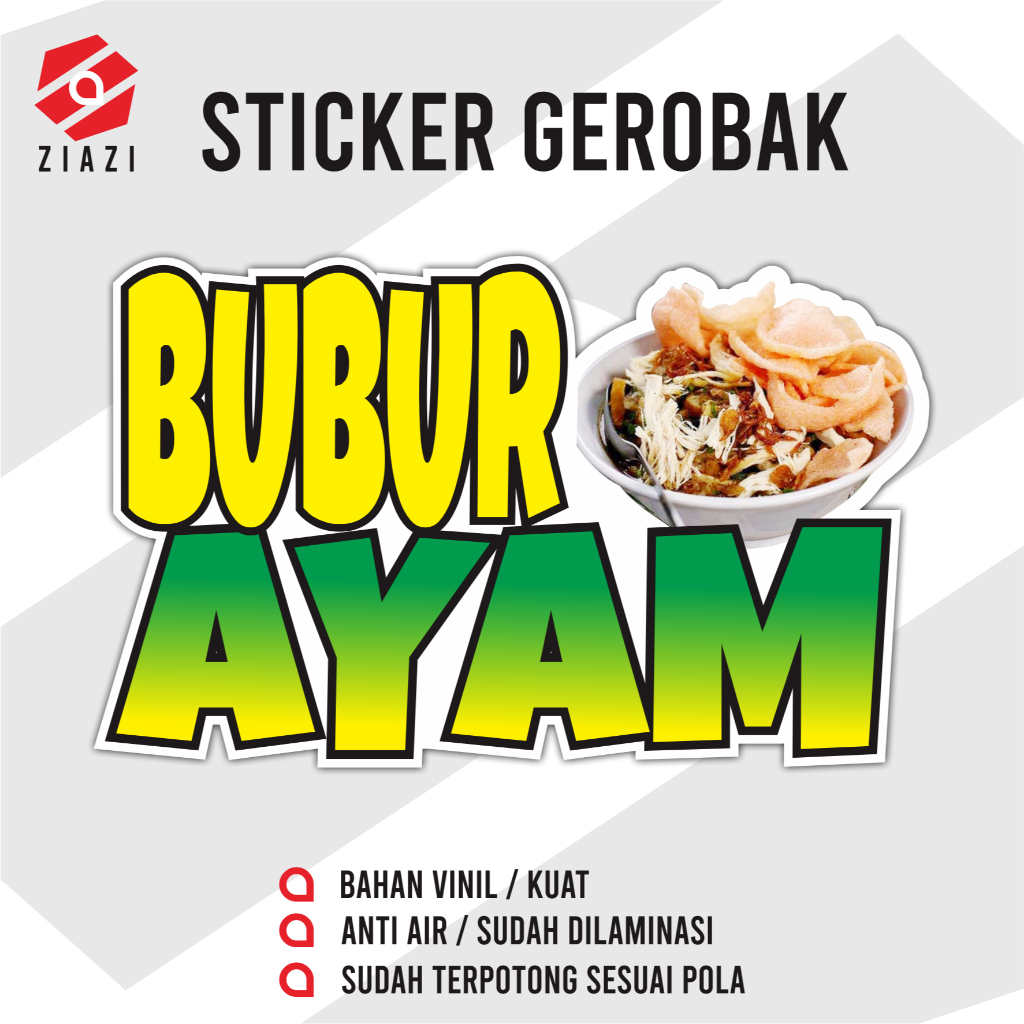Jual Sticker Bubur Ayam Sticker Kaca Sticker Etalase Sticker Gerobak ...