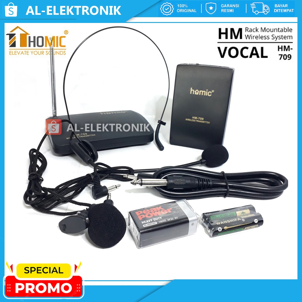 Jual Homic HM 709 Mic wireless Mic Senam Mic imam masjid kancing jepit ...