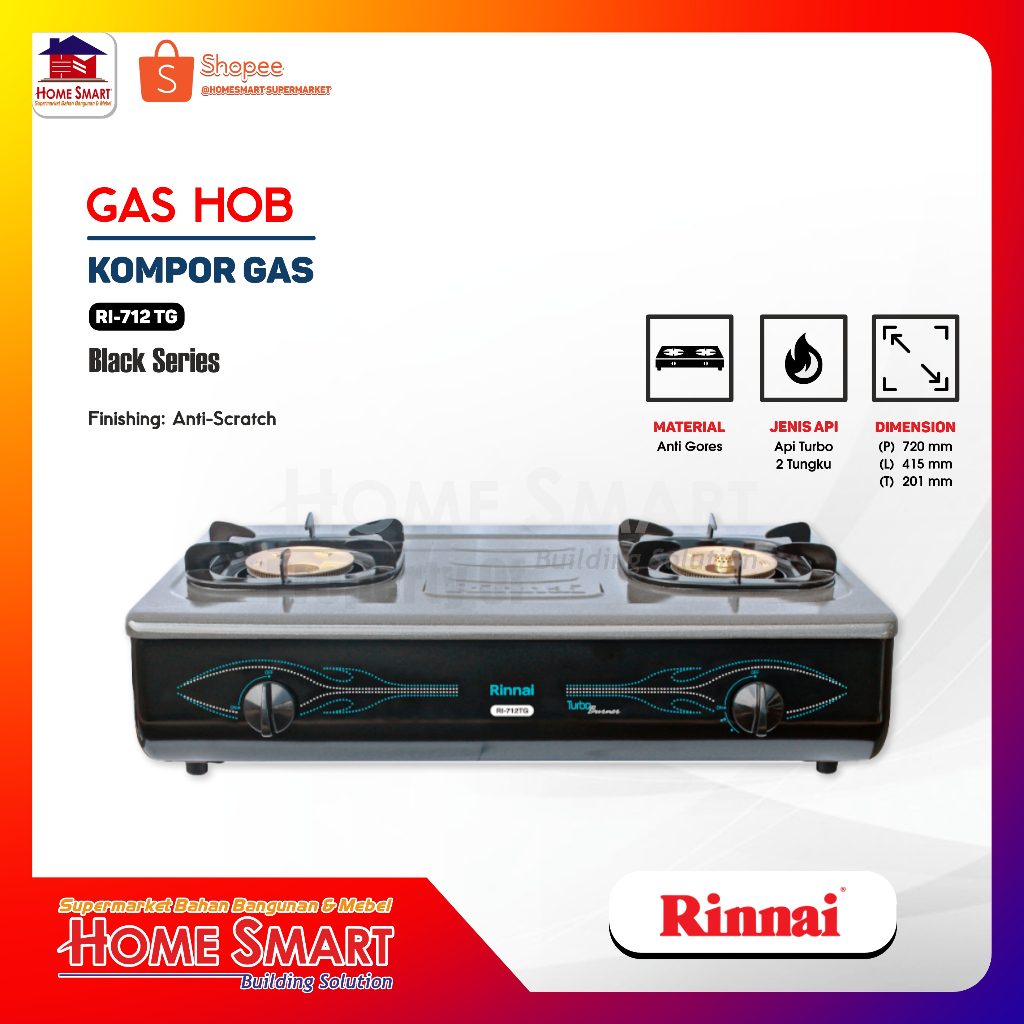 Jual Kompor Gas 2 Tungku Rinnai RI 712TG 712 TG Kompor Gas Rinai Api ...