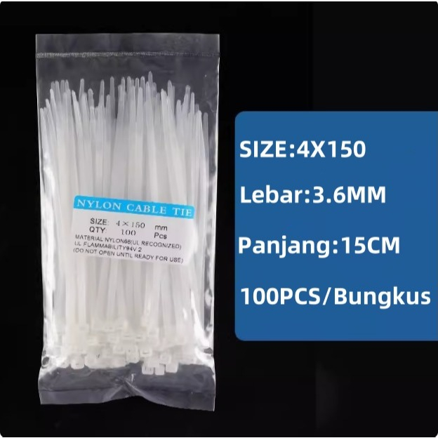 Jual Kabel Ties Nylon Cable Tie 3,6 x 150mm (15cm) | Shopee Indonesia