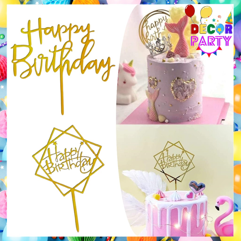 Jual DP Topper Cake Happy Birthday Bahan Akrilik Tusuk Hiasan Kue Ulang Tahun Acrylic Dekorasi ...