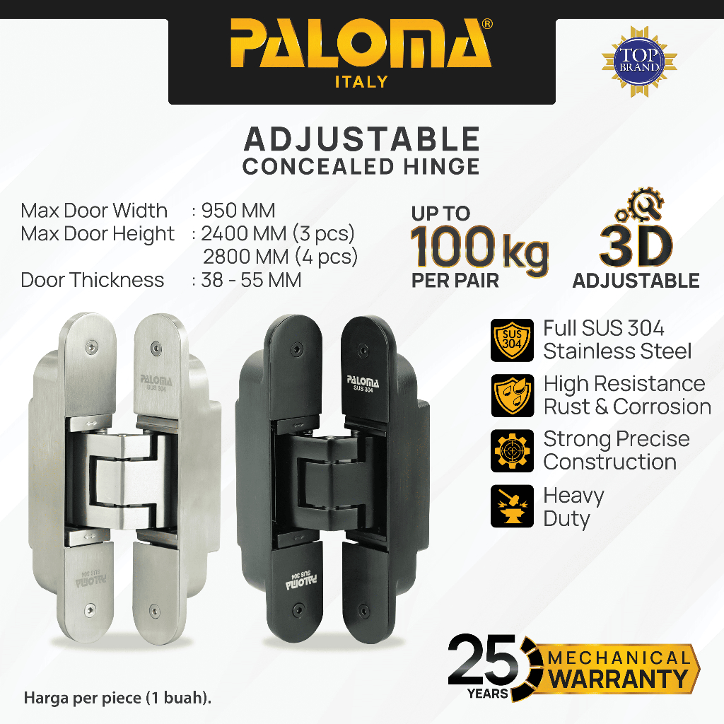 Jual PALOMA Engsel Tanam Invisible Concealed Hinge Pintu Jendela Kayu ...