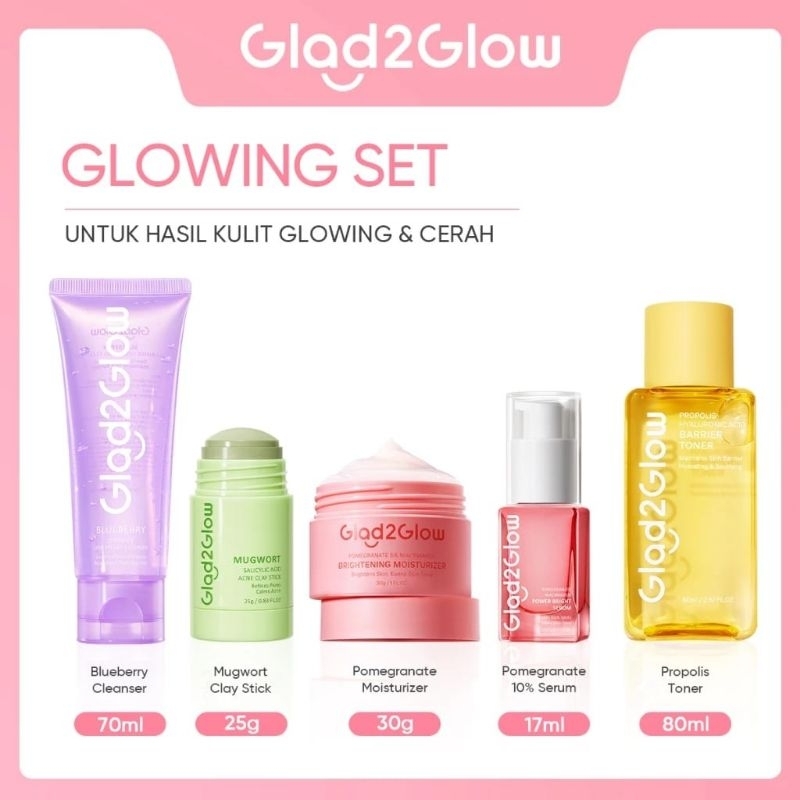 Jual SPECIAL BUNDLE 5 in1 Glad2Glow 5pcs Paket Skincare Moisturizer ...