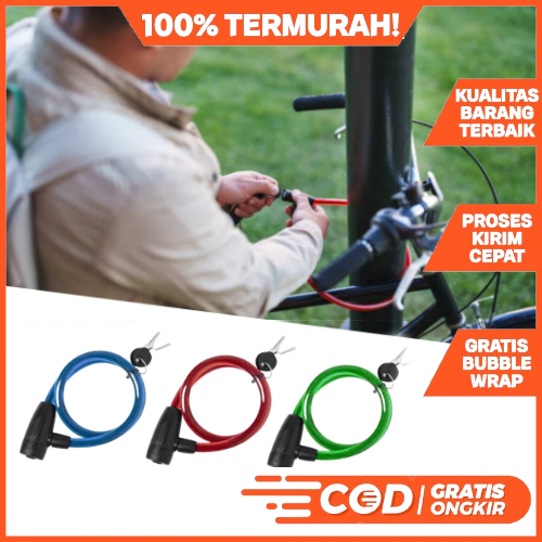 Jual Gembok Sepeda Motor Skuter Helm Bicycle Lock Ring 100CM Portable ...