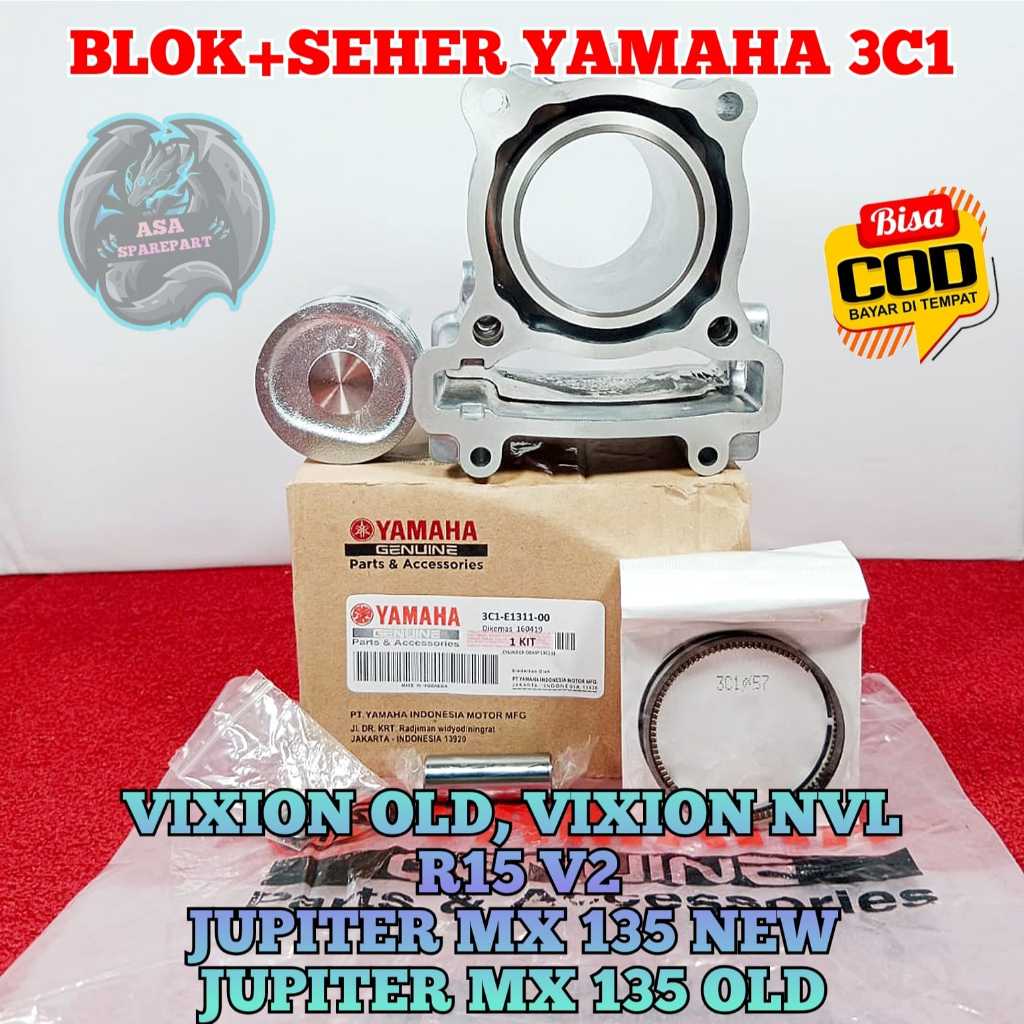 Jual BLOK + SEHER SET 3C1 Motor Yamaha VIXION NEW NVL , VIXION OLD LAMA , R 15 V2 , JUPITER MX ...
