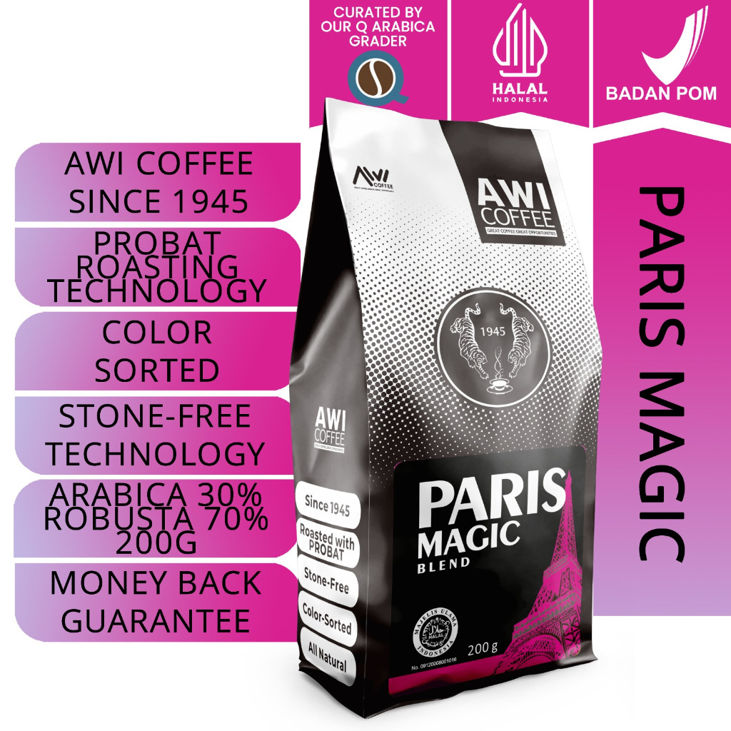 Jual Awi Coffee Paris Magic Blend For Cafe 200Gr Biji | Arabika Robusta ...