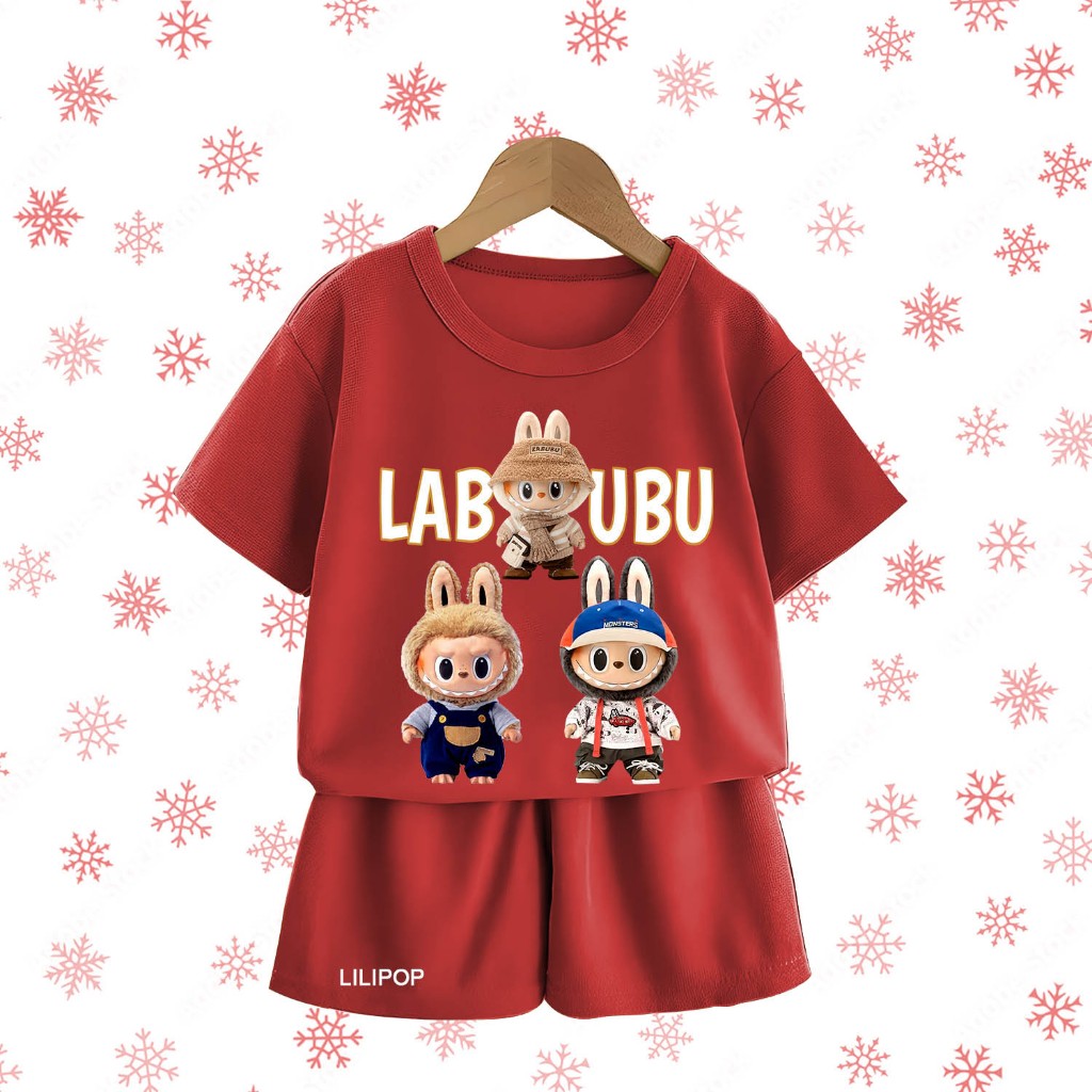 Jual Baju Anak Stelan Usia 1-10 Tahun Labubu Monster Katun Kombet 24s Kaos 3/4 Cowok Cewek ...