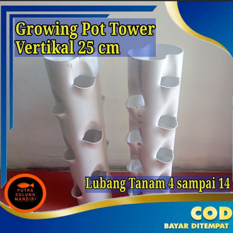 Jual Growing Pot tower panjang 25cm pipa pvc 3in & 4in media tanam ...