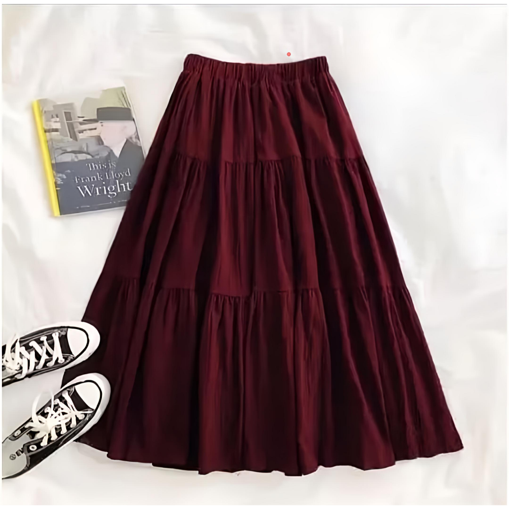Jual Rok Rempel Susun CIKA Bawahan Wanita Crinkle Rok Skirt Korean ...
