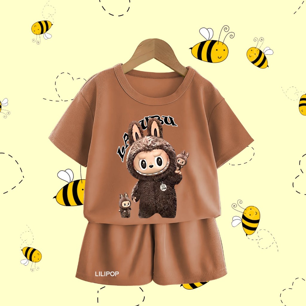 Jual Baju Anak Stelan Usia 1-10 Tahun Labubu Monster Katun Kombet 24s Kaos 3/4 Cowok Cewek ...