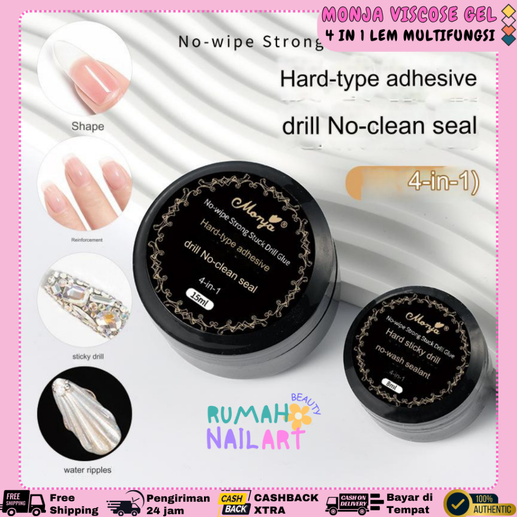 Jual MONJA Viscose Gel Drill Glue 4 in 1 Multifunction Chrome Powder 15ml / Lem 3D Emboss ...