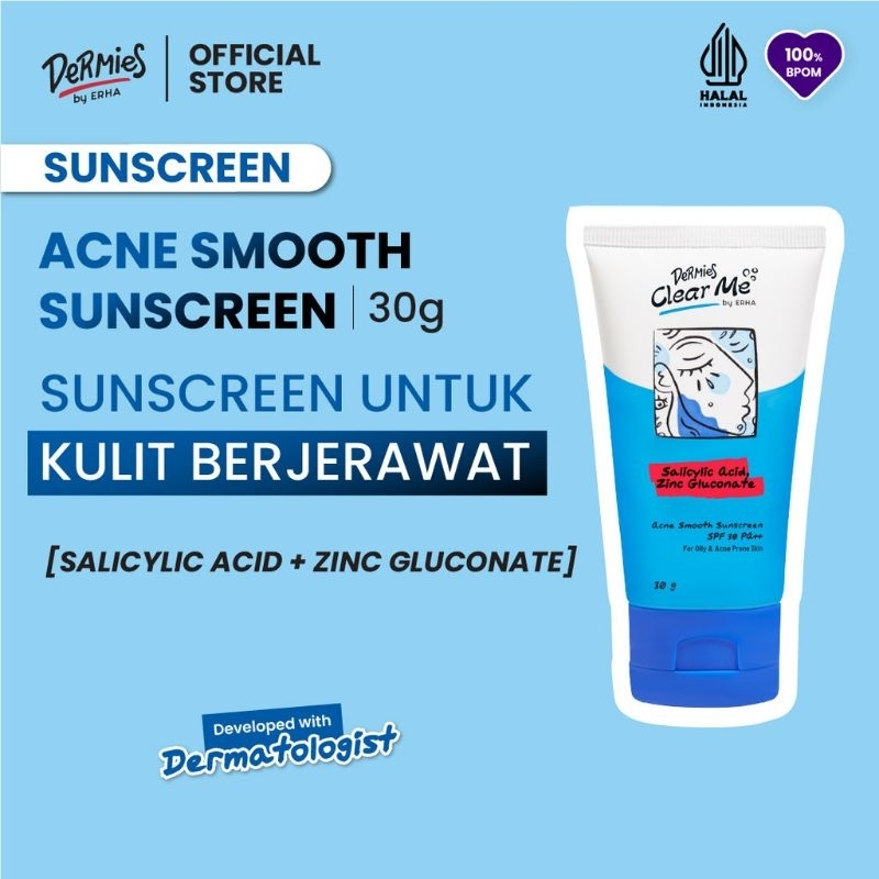 Jual Dermies acne smooth sunscreen SPF30++ 30ml | Shopee Indonesia