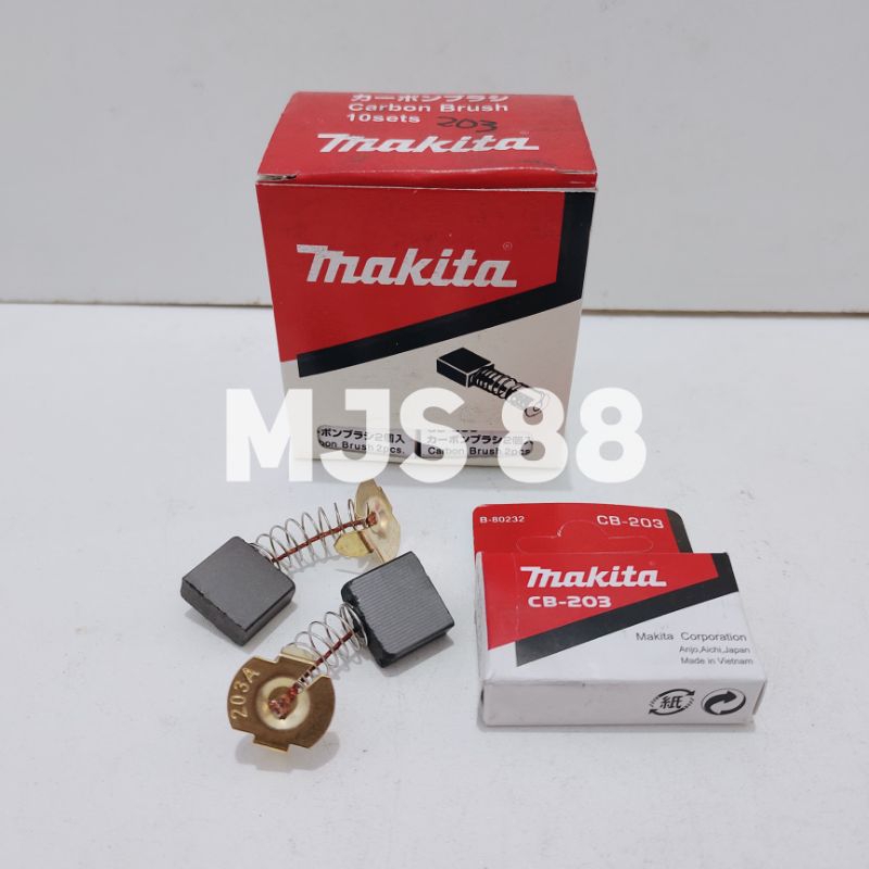 Jual CARBON BRUSH MAKITA CB 203 / spul / Arang MAKITA Harga per set isi 2 pcs | Shopee Indonesia
