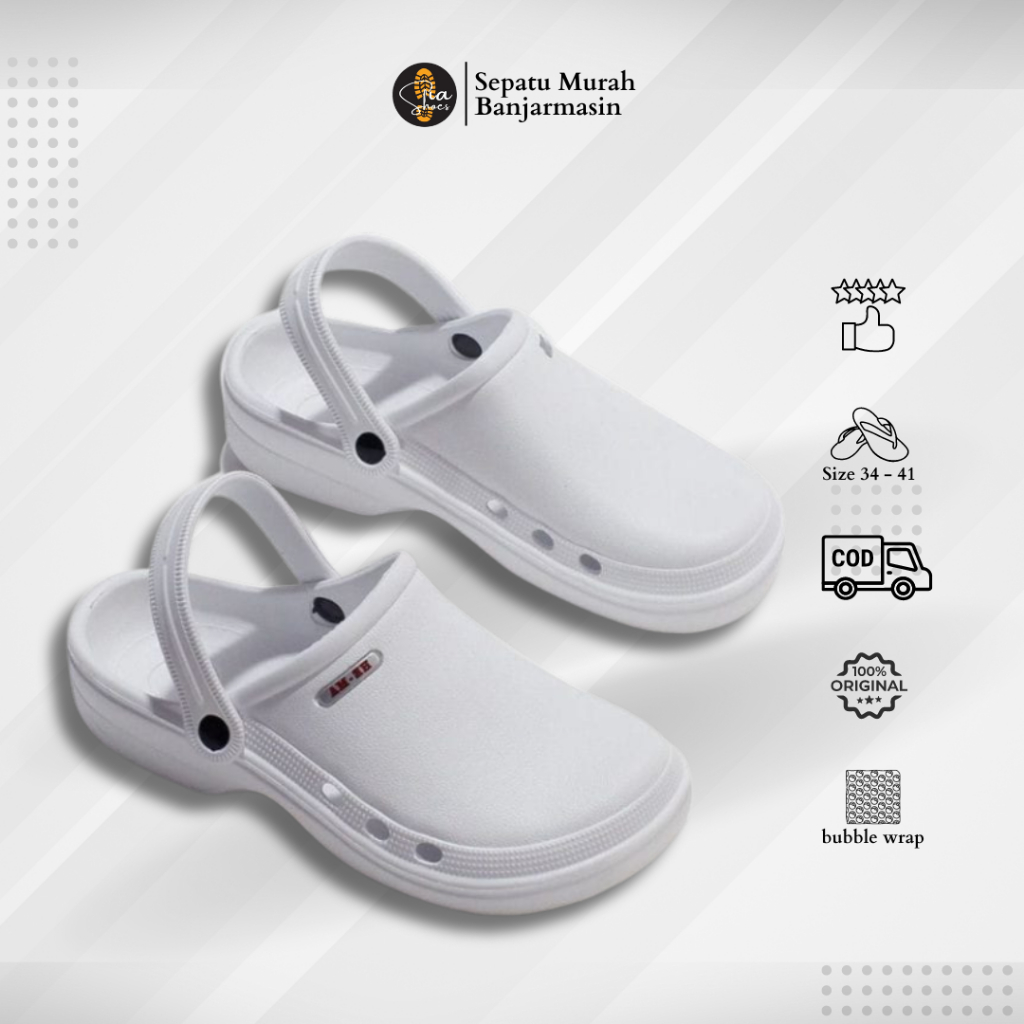 Jual Sandal Kodok Putih Hema, Sandal Medis Dokter Perawat Model Krocs ...