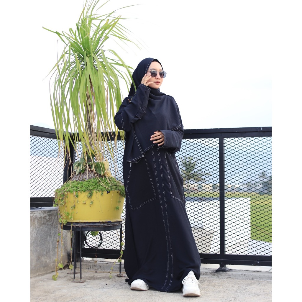 Jual Abaya Mulan Syari Cringkle Airflow One Set Plus Cadar ! | Shopee ...