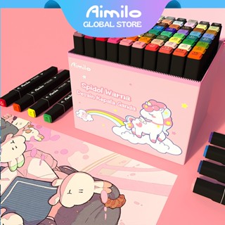 Jual Aimilo Spidol Warna Warni 1 Set Sketch Marker 2 Tips Kartun Marker ...