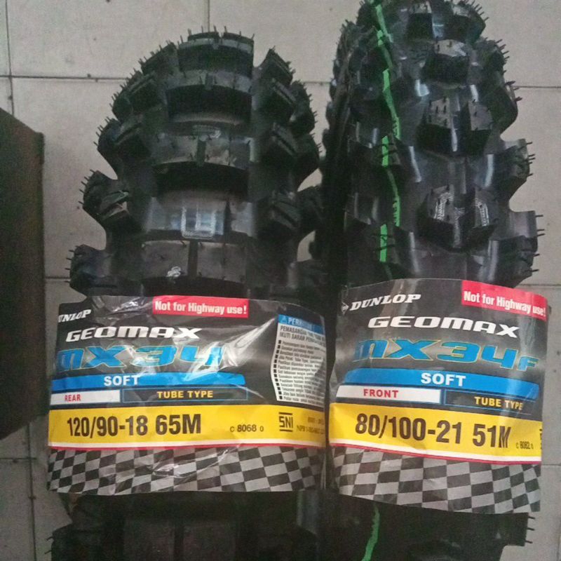 Jual ban dunlop geomax mx 34 ring 18/21 sepasang depan dan belakang ...