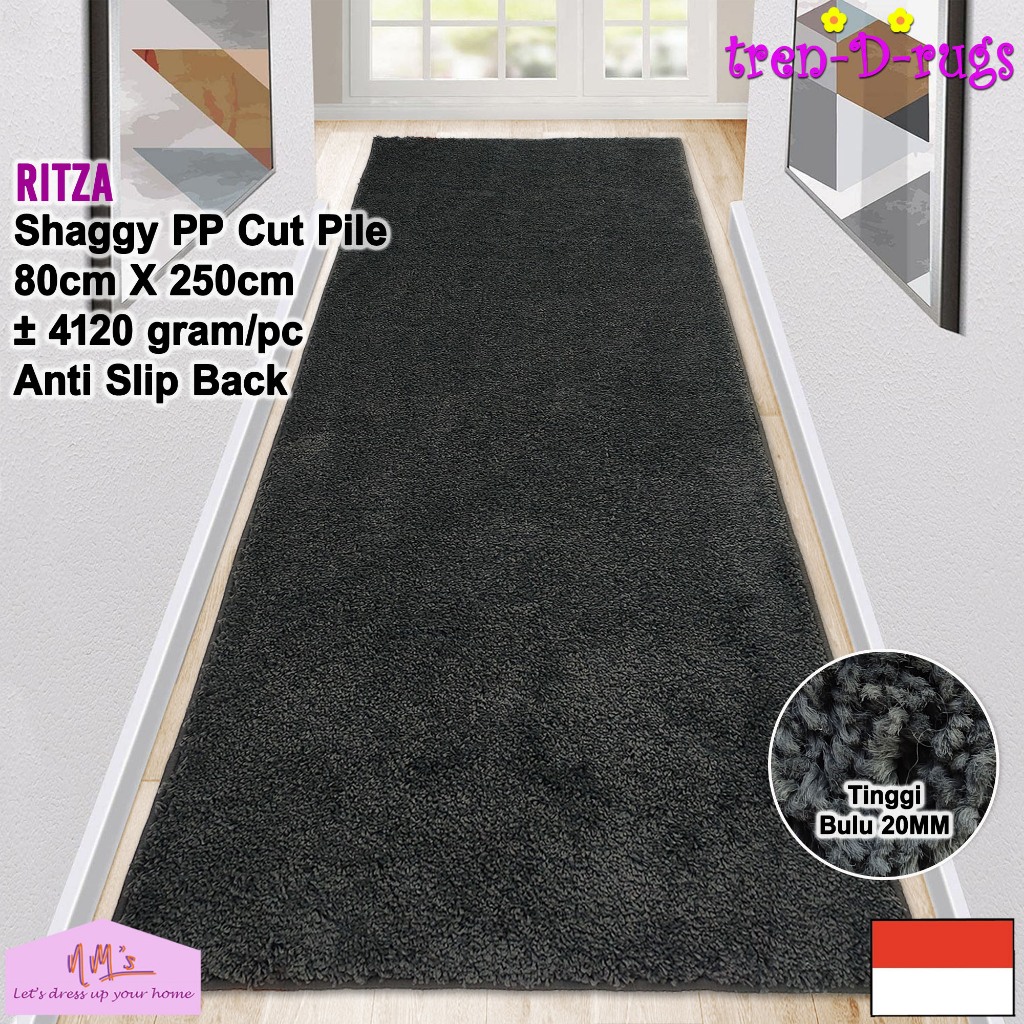 Jual Tren-D-rugs Karpet shaggy polos modern estetik 80 cm x 250 cm anti ...