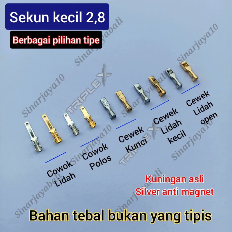Jual skun kecil 2,8 sekun terminal pipih pin konektor 2.8 gepeng kabel ...