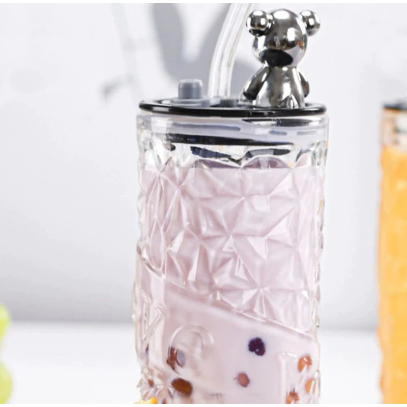 Jual GELAS KACA KRISTAL PANDA TUMBLER GLASS BOTOL MINUM TERMOS AIR ...