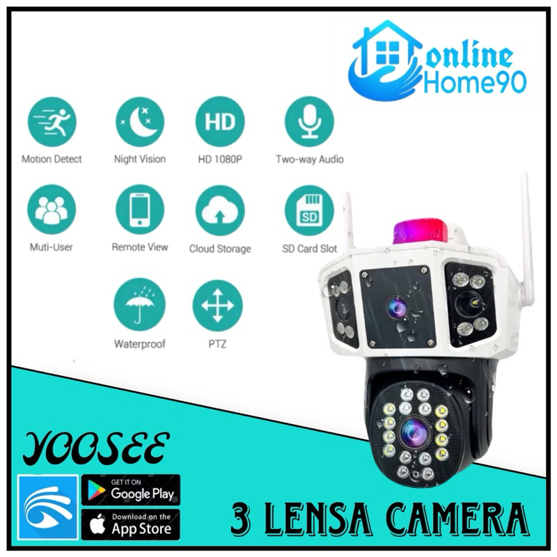 Jual IP CAMERA CCTV [3 Lensa] Apk Yoosee Waterproof 1080MP-Wifi Alarm ...