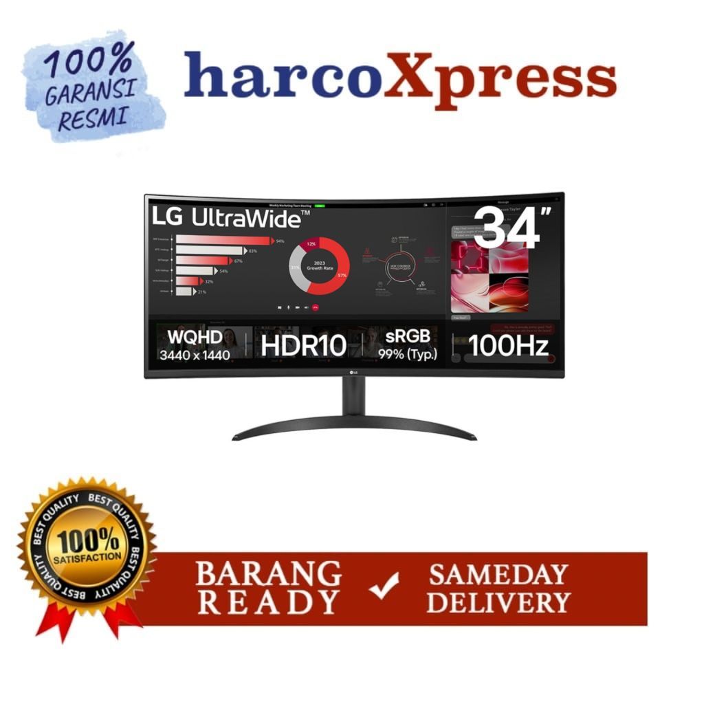 Jual Monitor LG 34WR50QK 1440p UltraWide Curved USB C ergo | 34WR50 ...