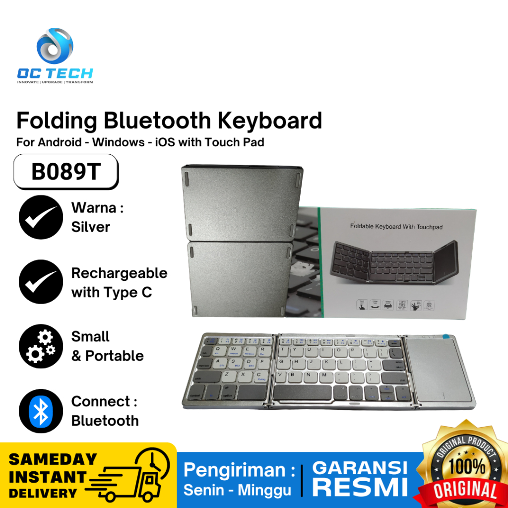 Jual Keyboard Bluetooth Foldable Wireless Keyboard 3 Layers with ...
