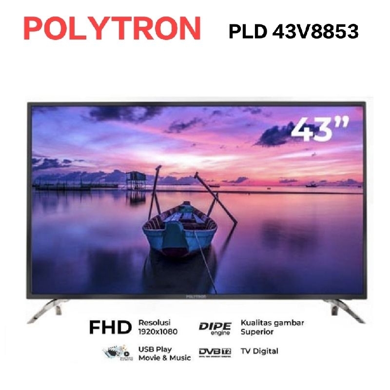 Jual TV LED 43 Inchi Polytron Digital PLD 43V8853 | Shopee Indonesia