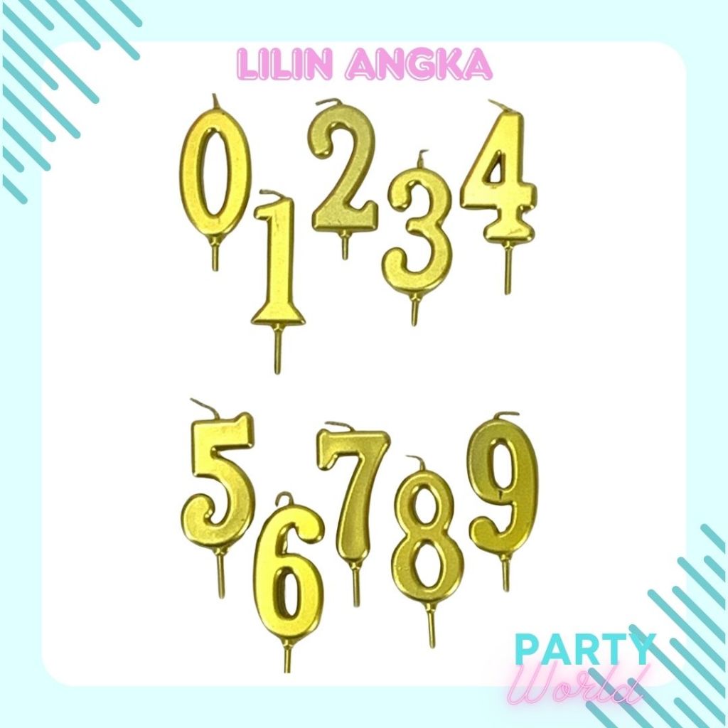 Jual Lilin Angka Metalik Warna Gold Merah Silver/Lilin Ultah Angka ...