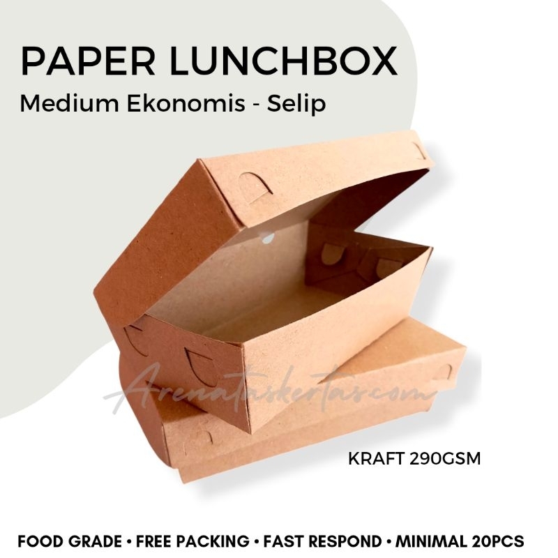 Jual Paper Lunch Box Selip Medium Ekonomis Kraft Coklat Dus Kemasan ...