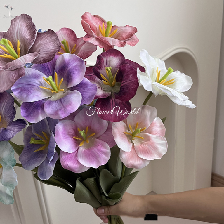 Jual [FlowerWorld]Blooming Flowers Artificial Bunga Tulip Mekar Bahan Kain/Bunga Palsu Plastik ...