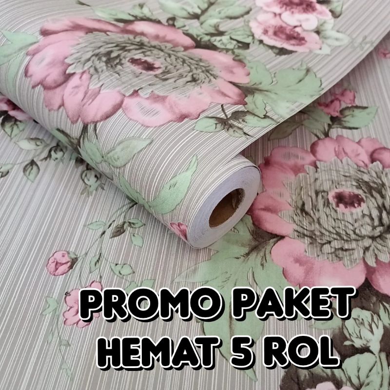 Jual PROMO PAKET HEMAT 5 ROL Wallpaper Sticker Dinding Bunga Pink ...