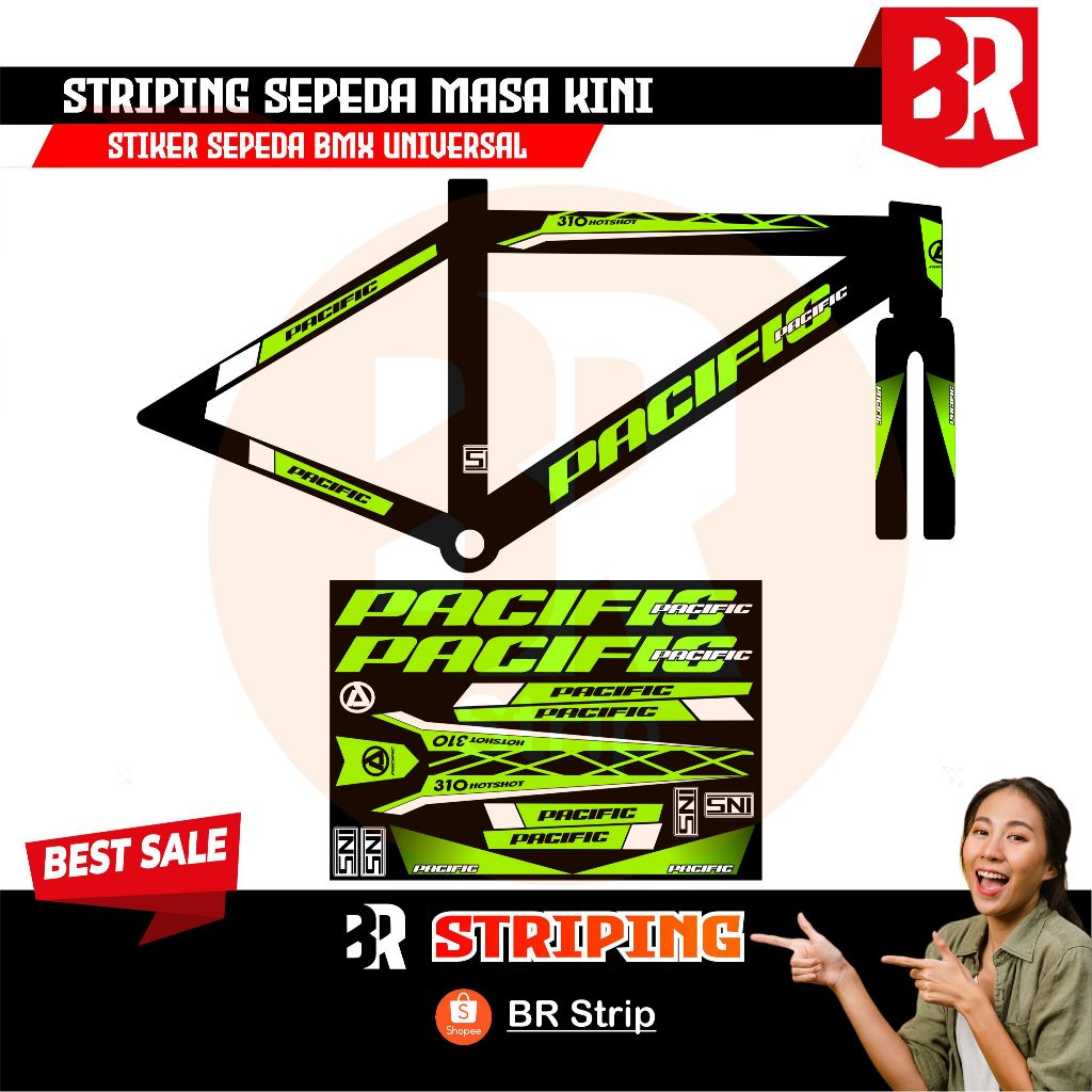 Jual NEW stiker striping sepeda BMX 18 20 pacific decal glossy lentur ...
