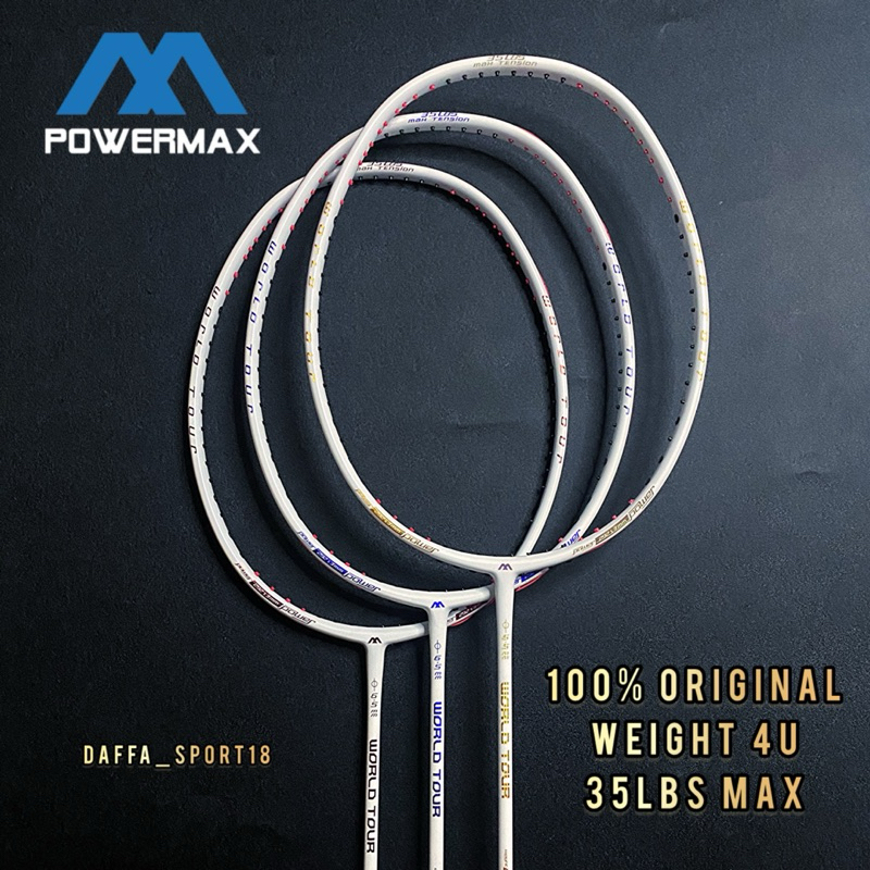 Jual RAKET BADMINTON POWERMAX WORLD TOUR ORIGINAL 35LBS SIAP PAKAI ...
