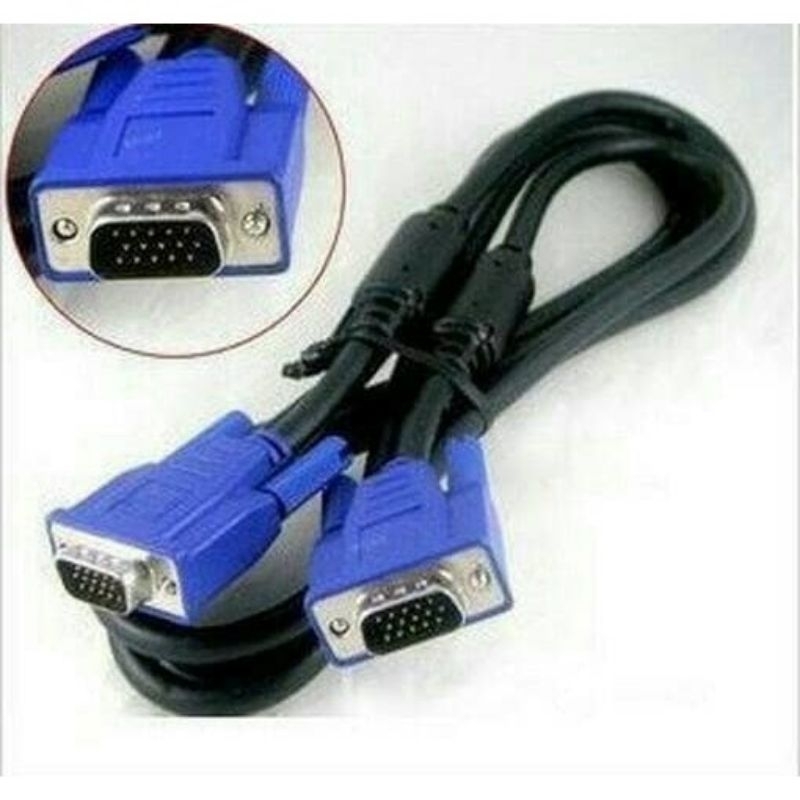 Jual KABEL VGA STANDAR / KABEL VGA 1.5M / KABEL VGA CPU KE MONITOR MALE TO MALE | Shopee Indonesia