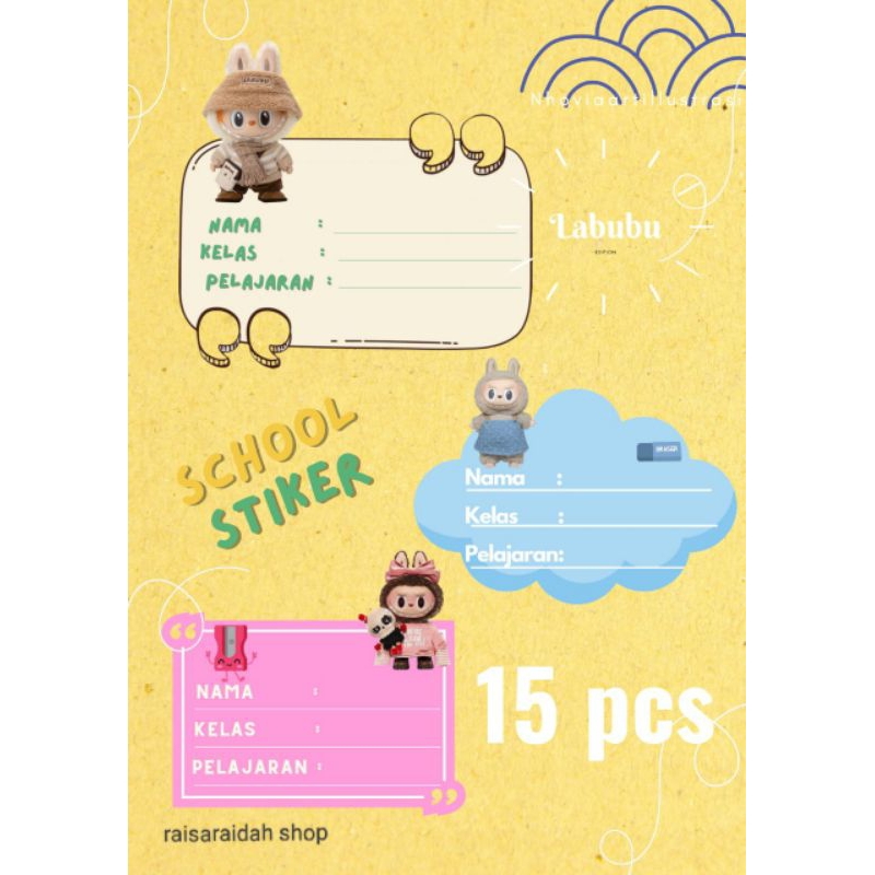 Jual ISI 20 Pcs Labubu Stiker Label Buku Sekolah Bisa Custom Gambar ...