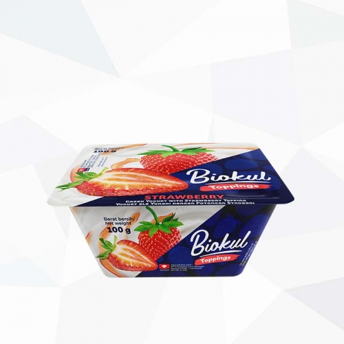 Jual biokul yogurt greek topping strawberry cup 100gr | Shopee Indonesia