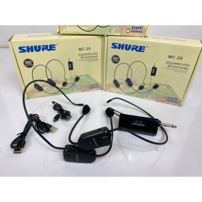 Jual MICROPHONE WIRELESS SHURE MC29 MIC BANDO 2 CHANNEL HEADSET ...