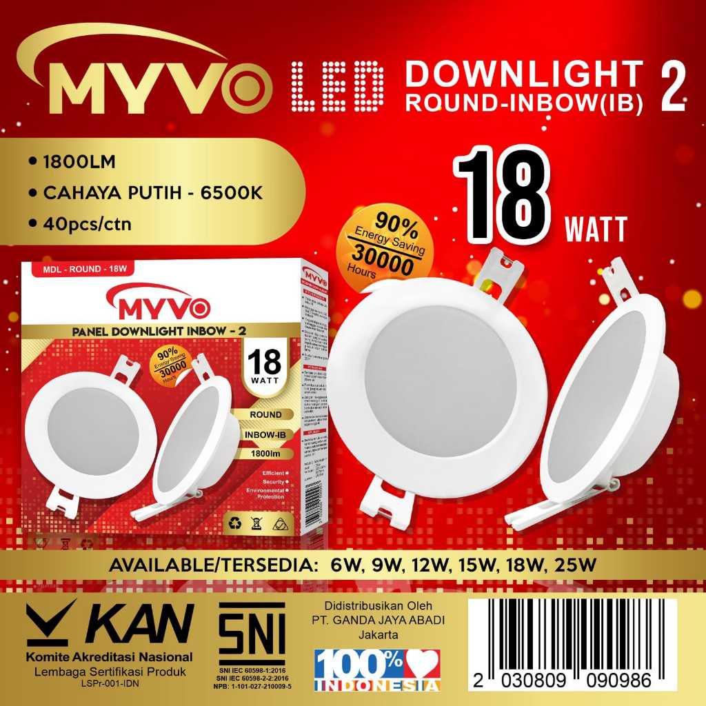 Jual LAMPU DOWNLIGHT LED PANEL MYVO 18W 18 W 18WATT 18 WATT BULAT INBOW MYVO LED PANEL | Shopee ...