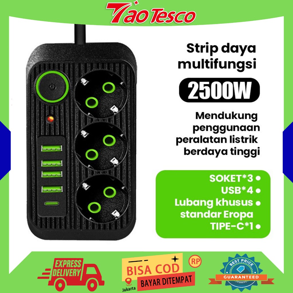Jual PowerPort 2500W Power Strip Power Socket / Power Socket Elektrik 4 ...