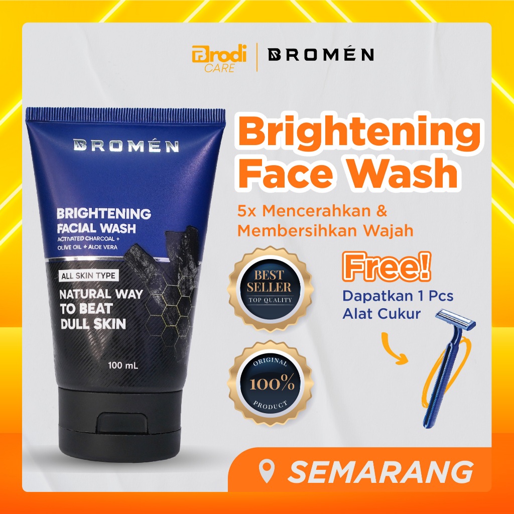 Jual BROMEN Brightening Facial Wash Sabun Cuci Muka Pria Mencerahkan - Soothing Gentle Cleanser ...