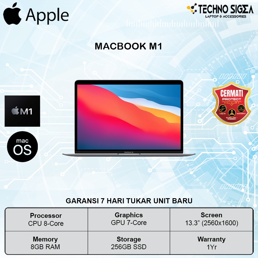 Jual APPLE Macbook Air 13 M1 7C GPU 8GB 256GB 8C CPU 13.3 WQXGA ...