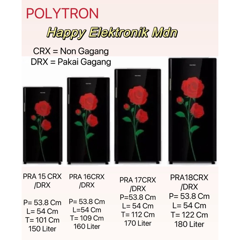 Jual KULKAS POLYTRON 1 PINTU POLYTRON PRA15CRX / POLYTRON PRA 16 CRX / POLYTRON PRA17 CRX ...