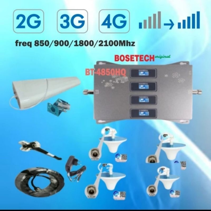 Jual Alat Penguat Sinyal Repeater 4 Band BOSETECH BT4850HQ Antena LPDA Periodic 4 Way | Shopee ...