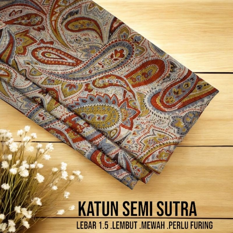 Jual kain katun silk sansan / kain katun semi sutra / kain katun motif ...