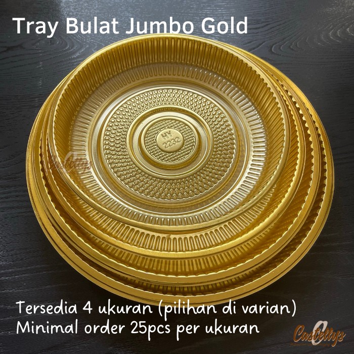 Jual Tray Mika Plastik Bulat Jumbo Gold Pia Mooncake Pudding Cake Bolu ...