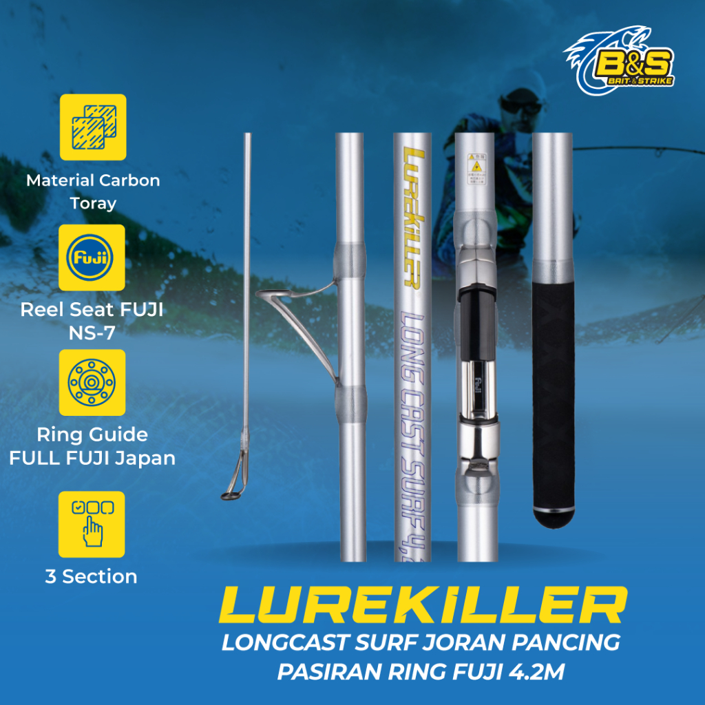 Jual Joran Pancing FUJI Lurekiller LongCast Surf 4.2M Cw 100-250g Joran pasiran Ring Fuji JP030 ...